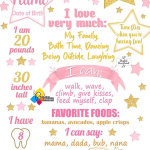 Printable Little STAR Milestone Board. Digital Pink Gold Stars ...