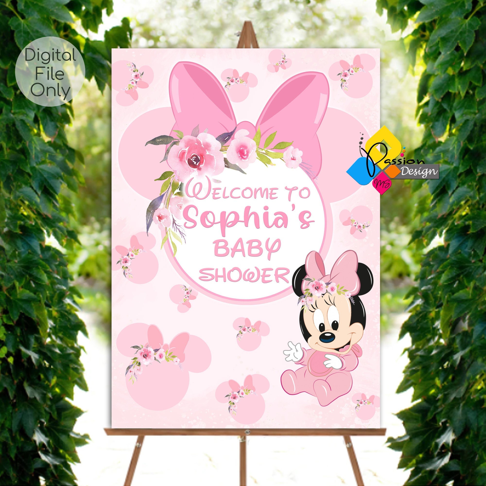 Tablero de Bienvenida para Baby Shower de MINNIE MOUSE para imprimir ...