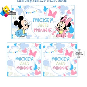 Printable MICKEY and MINNIE Mouse Baby Shower Party Kit. Labels: Favor ...