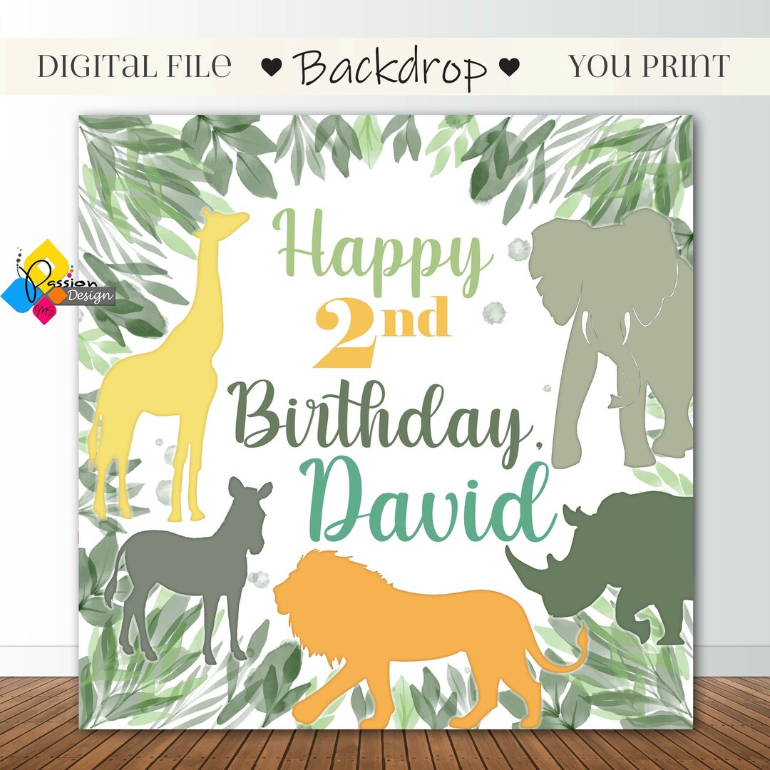 Printable SAFARI ANIMALS Backdrop. Safari Birthday Party Wall Decor ...