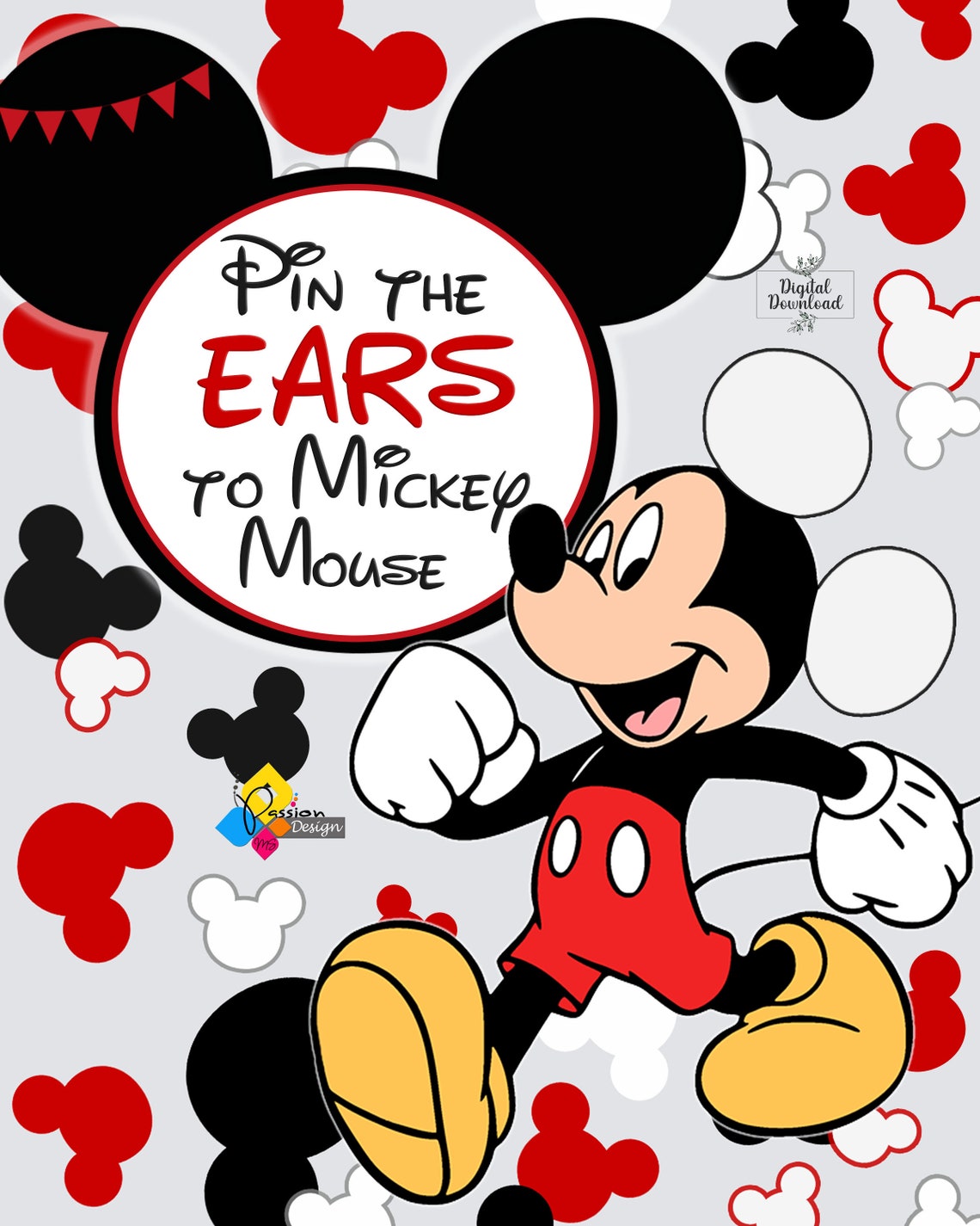 Printable Mickey Mouse Board Game. Pin the EARS to Mickey Mouse Party ...