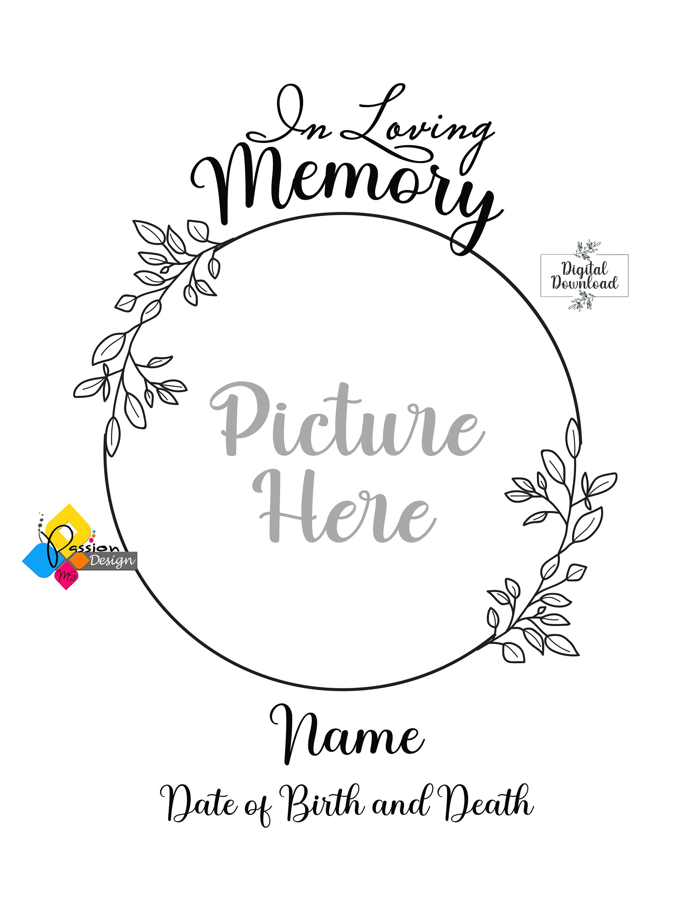 Digital in Loving Memory Graphic for Cricut Cutout, T-shirt, Mug PNG ...