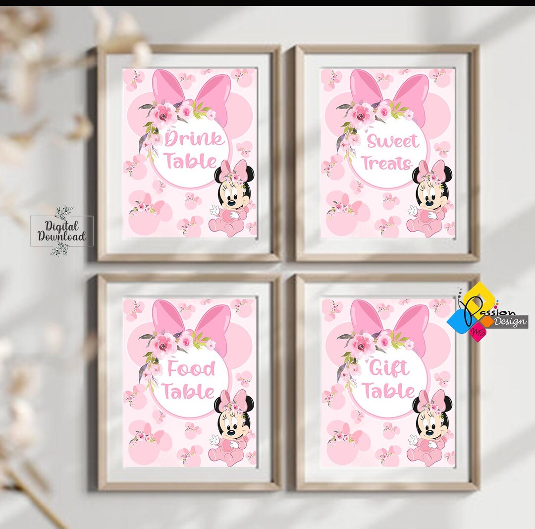 Printable Baby MINNIE MOUSE 4 Table Signs. MINNIE Mouse Baby Shower ...