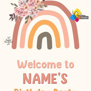 Printable BOHO RAINBOW Welcome Board. Boho Birthday Party Decor. Custom ...