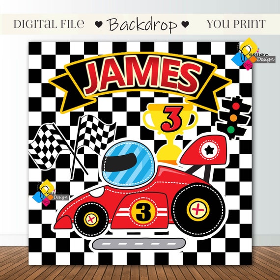 Printable RACING CAR Backdrop. Boy Birthday Transportation | Etsy