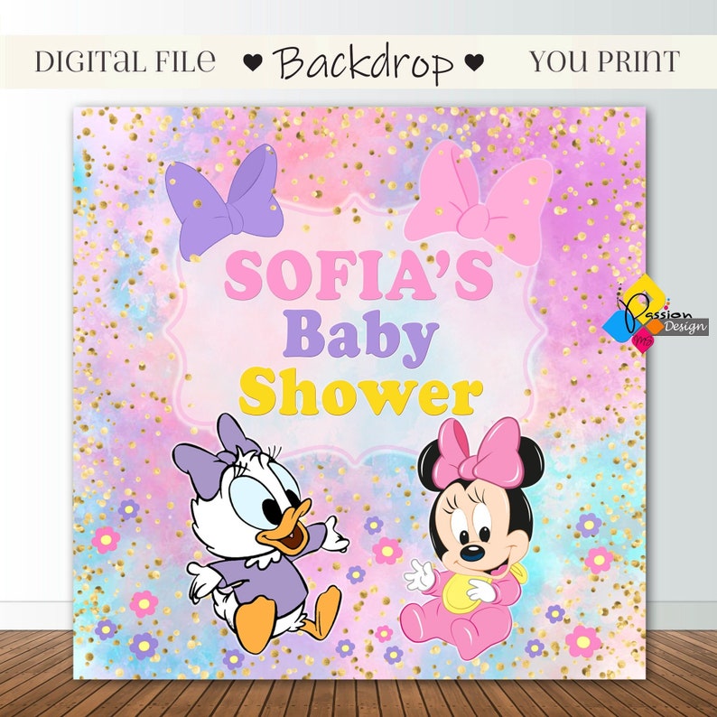 Printable Baby MINNIE MOUSE and Baby Daisy Duck Baby Shower Backdrop ...
