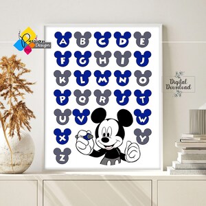 MICKEY Mouse Alphabet Poster. PRINTABLE Wall Art. Mickey Mouse Navy ...