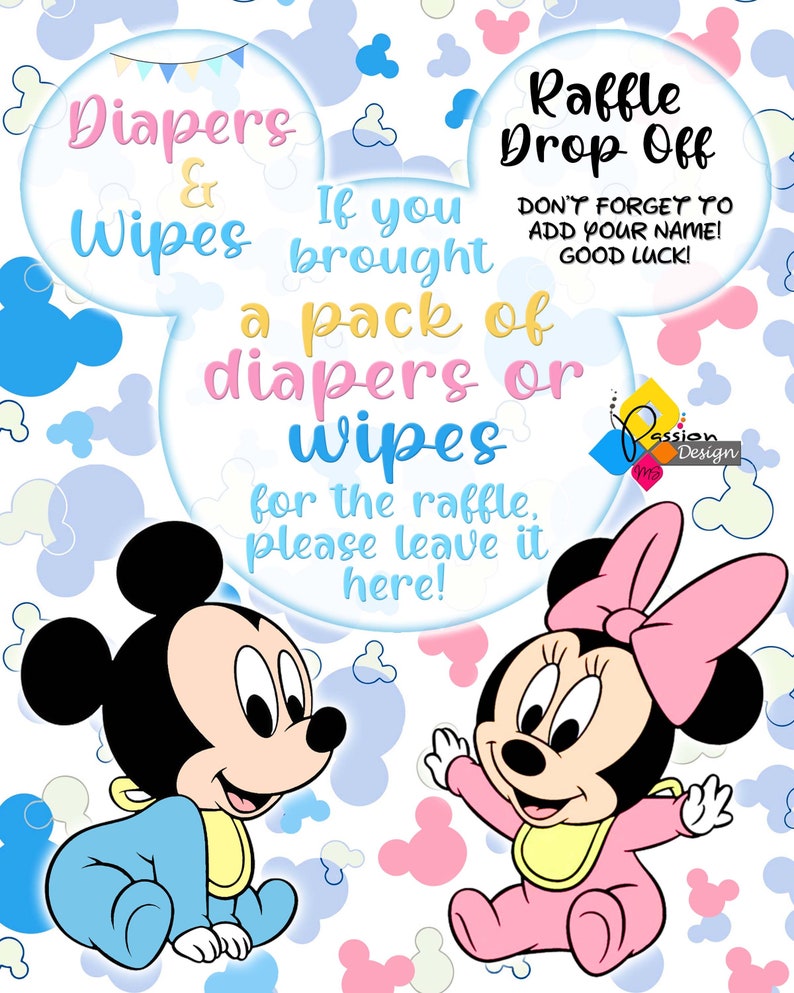 Printable Baby MICKEY and Minnie MOUSE Diapers and Wipes - Etsy