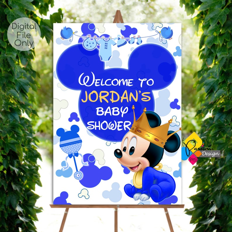 Printable MICKEY MOUSE Royal Blue Baby Shower Welcome Board. - Etsy