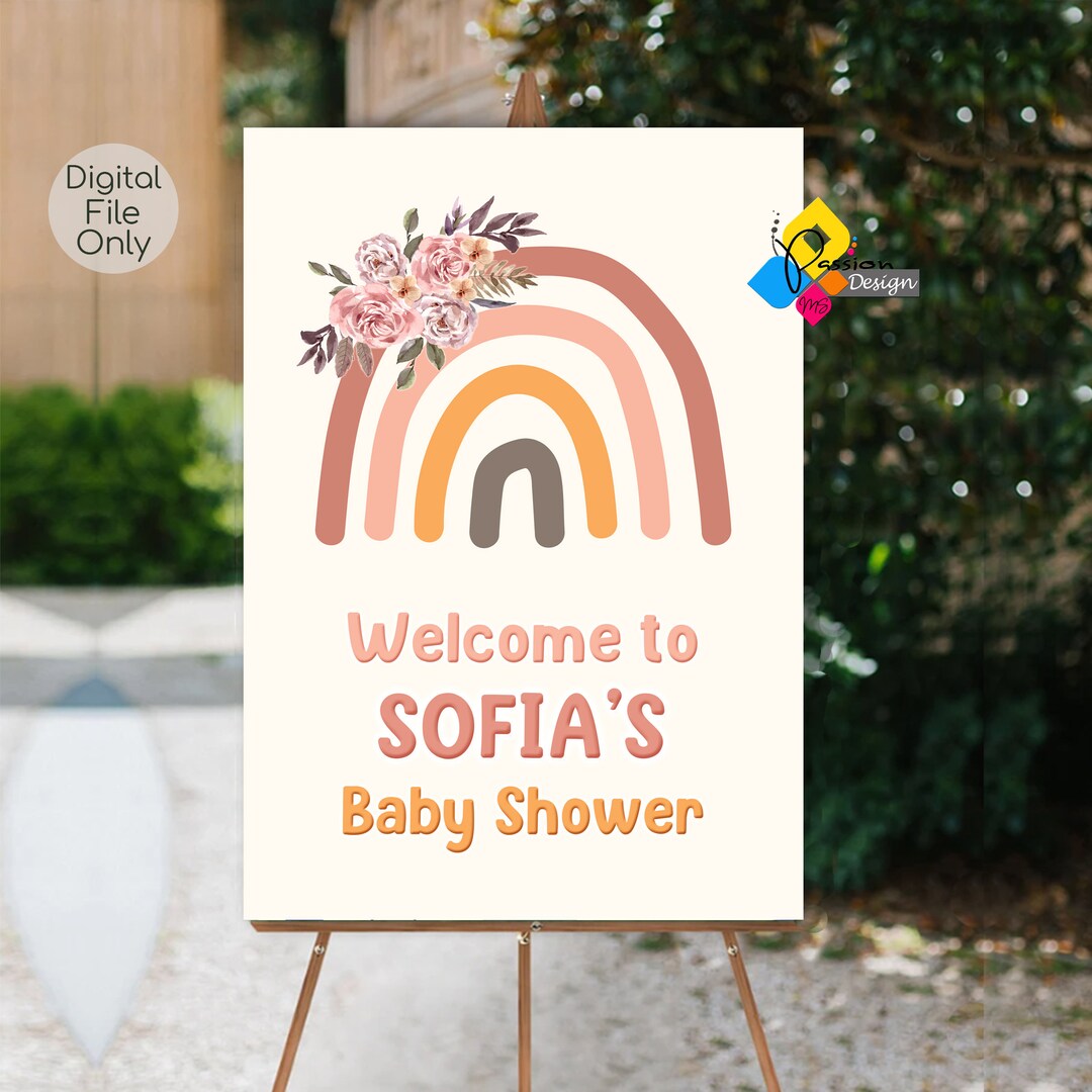 Printable BOHO RAINBOW Welcome Board. Boho Baby Shower Party Decor ...