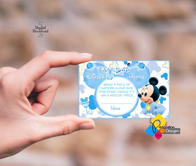 Printable Baby MICKEY MOUSE Diaper Raffle Kit. Baby Shower Diaper ...