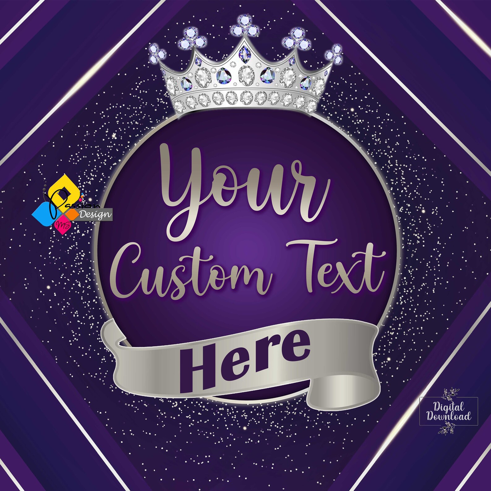 Printable PURPLE and SILVER Queen Backdrop. Purple Luxury - Etsy