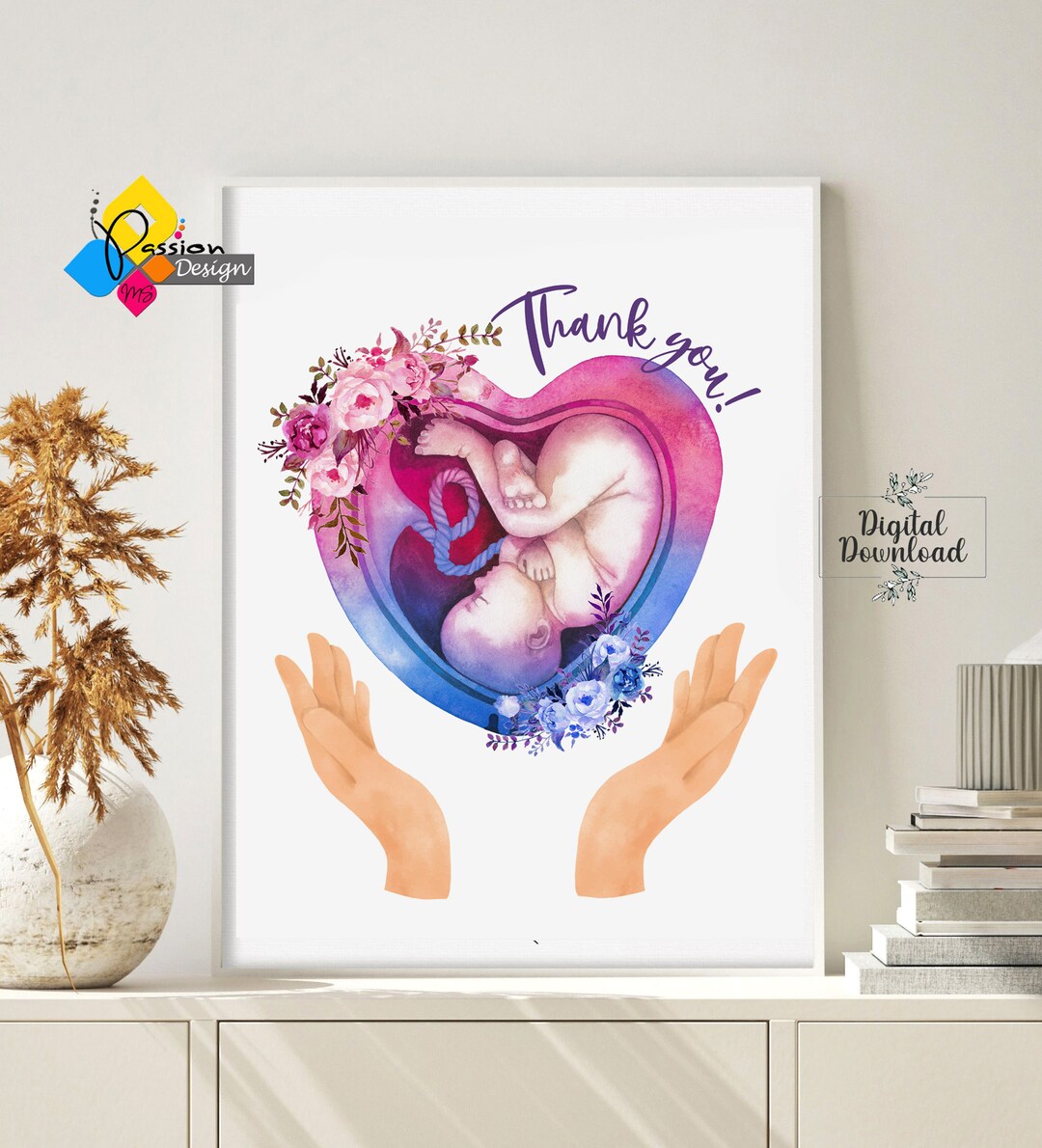Printable Fertility Clinic Decor, Reproduction, Pregnancy, Floral Art ...