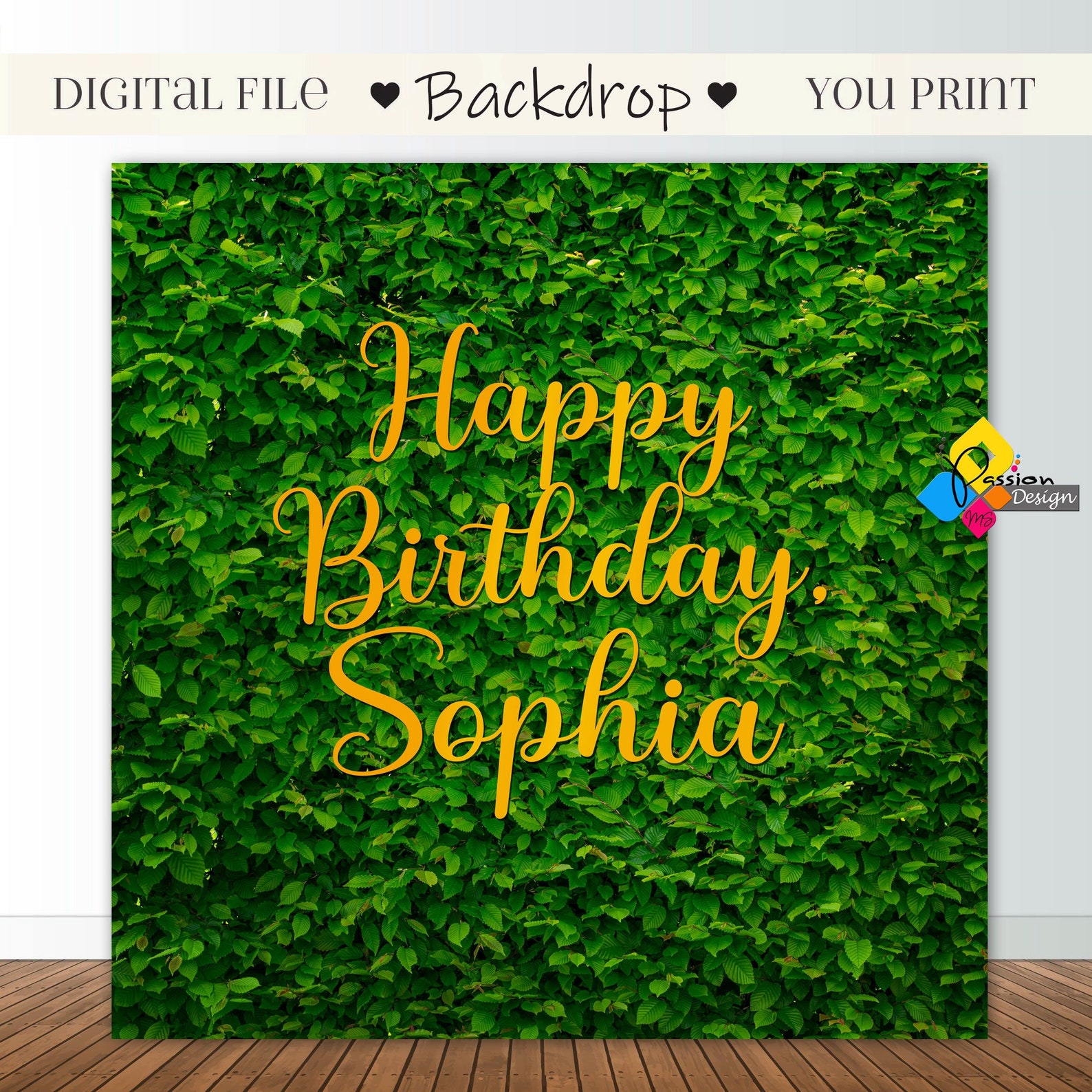 Printable GREEN LEAVES Backdrop. Birthday Party Decor. Custom - Etsy