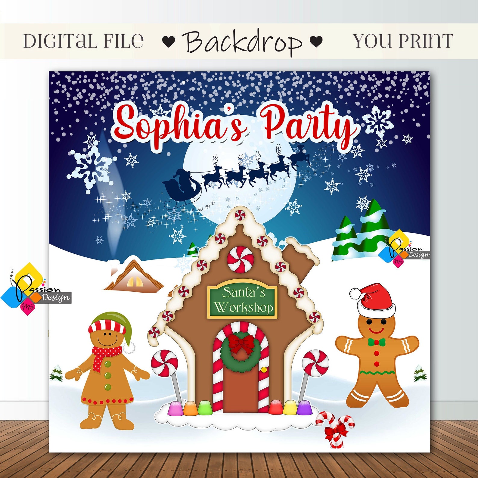 Printable Christmas Gingerbread House Backdrop Custom Or Etsy