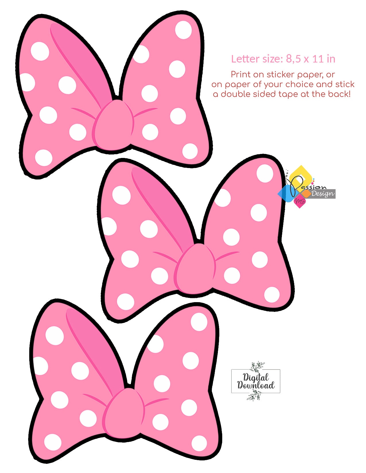 Minnie Mouse Pink Bow Printable