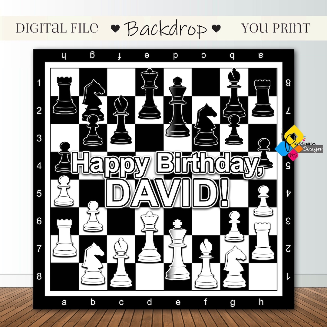 Printable Chess Checkmate Theme Black White Backdrop. CHESS Birthday ...