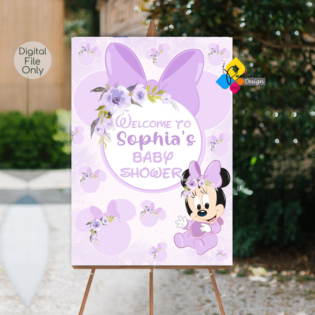 Printable MINNIE MOUSE Baby Shower Welcome Board. Custom Baby Minnie ...