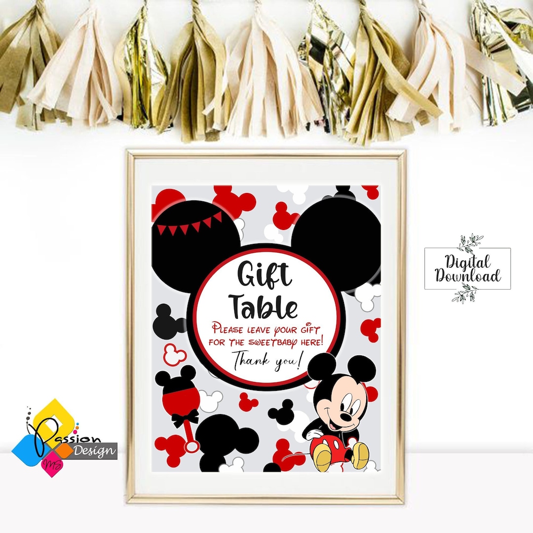 Printable Baby MICKEY MOUSE Gift Table Sign. Baby Shower Gift Table ...