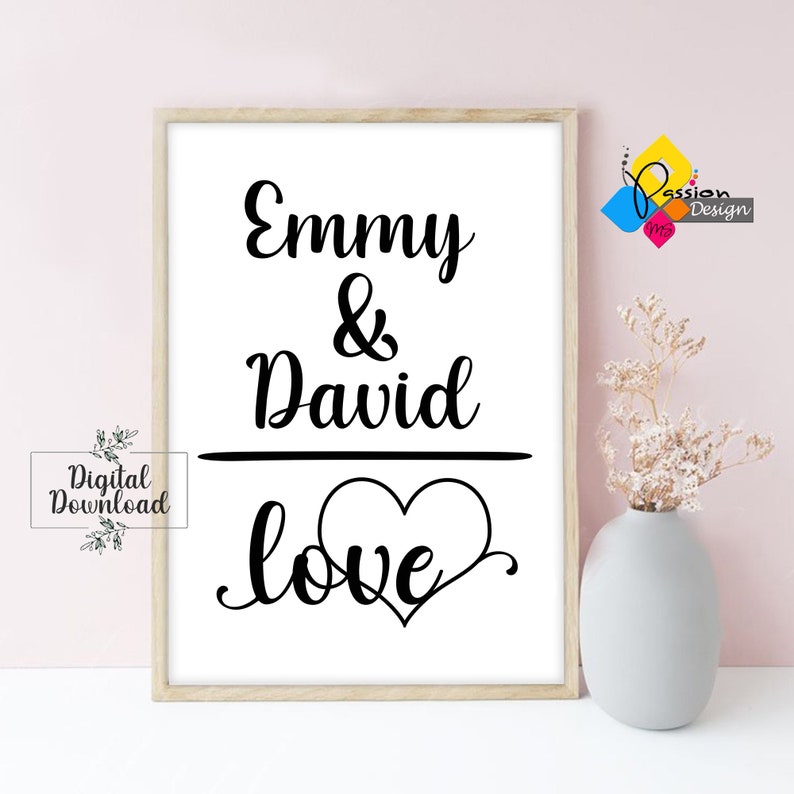 Custom LOVE Printable Names Poster. Personalized Heart Line - Etsy Canada