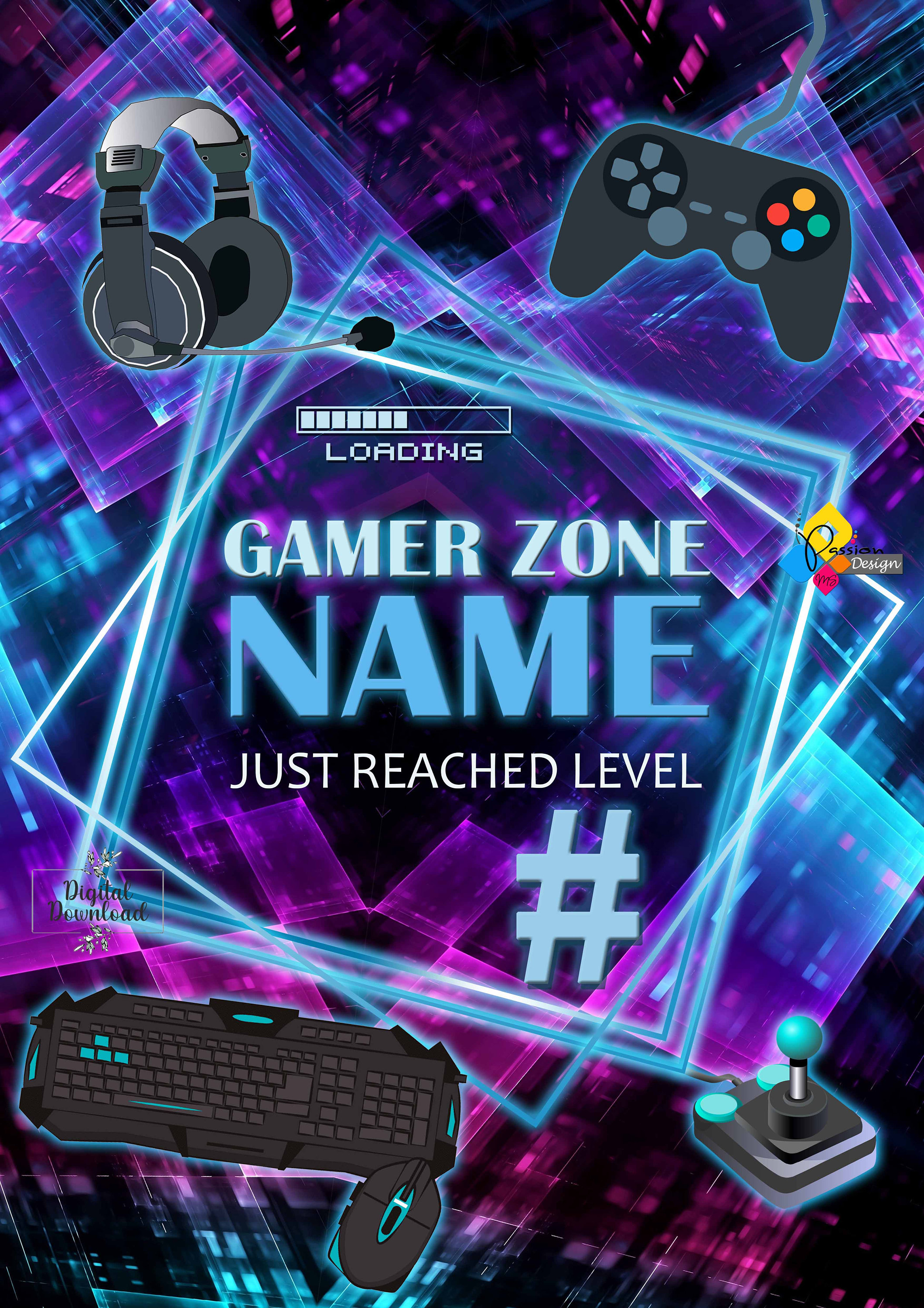 Printable GAMING Birthday Welcome Board. Video Game Birthday Party ...