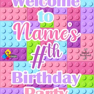 Printable BUILDING BLOCKS Birthday Welcome Board. Building Blocks ...