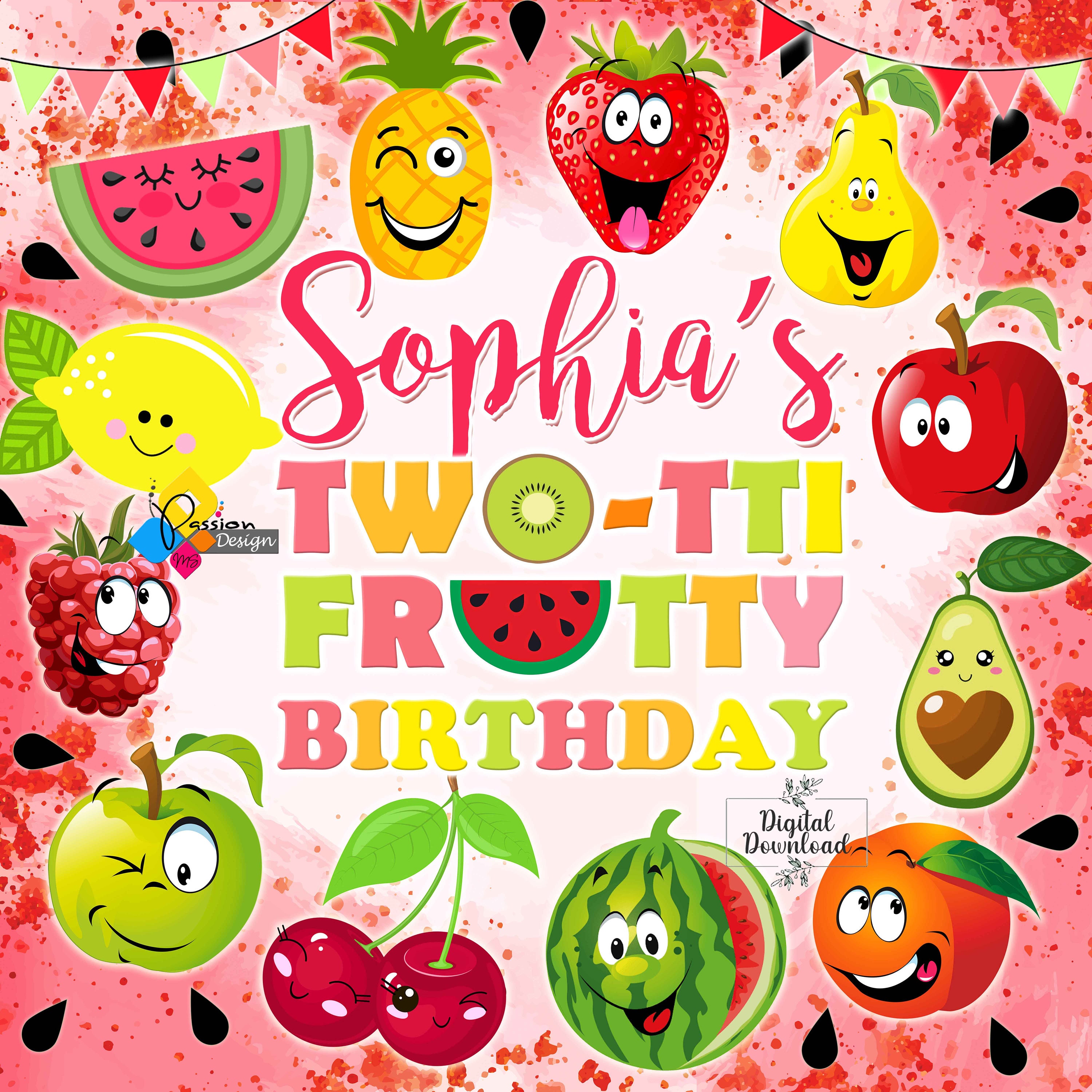 Printable Two-tti Frutti Backdrop. Custom Tutti-frutti Birthday Banner ...