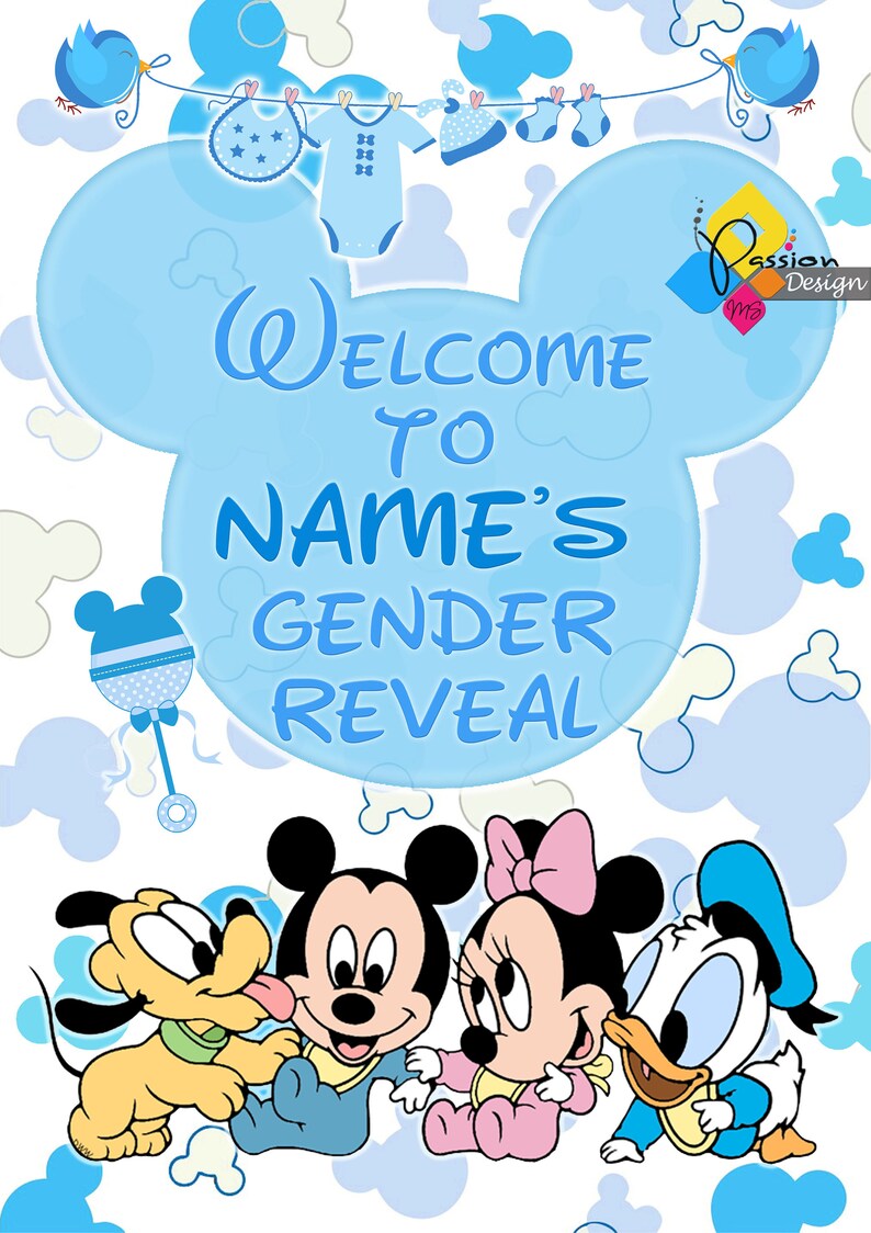 Printable MICKEY MOUSE Characters Baby Shower / Gender Reveal - Etsy