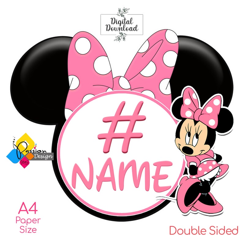 Printable Minnie Mouse Birthday Cake Topper. Custom Name & Age - Etsy