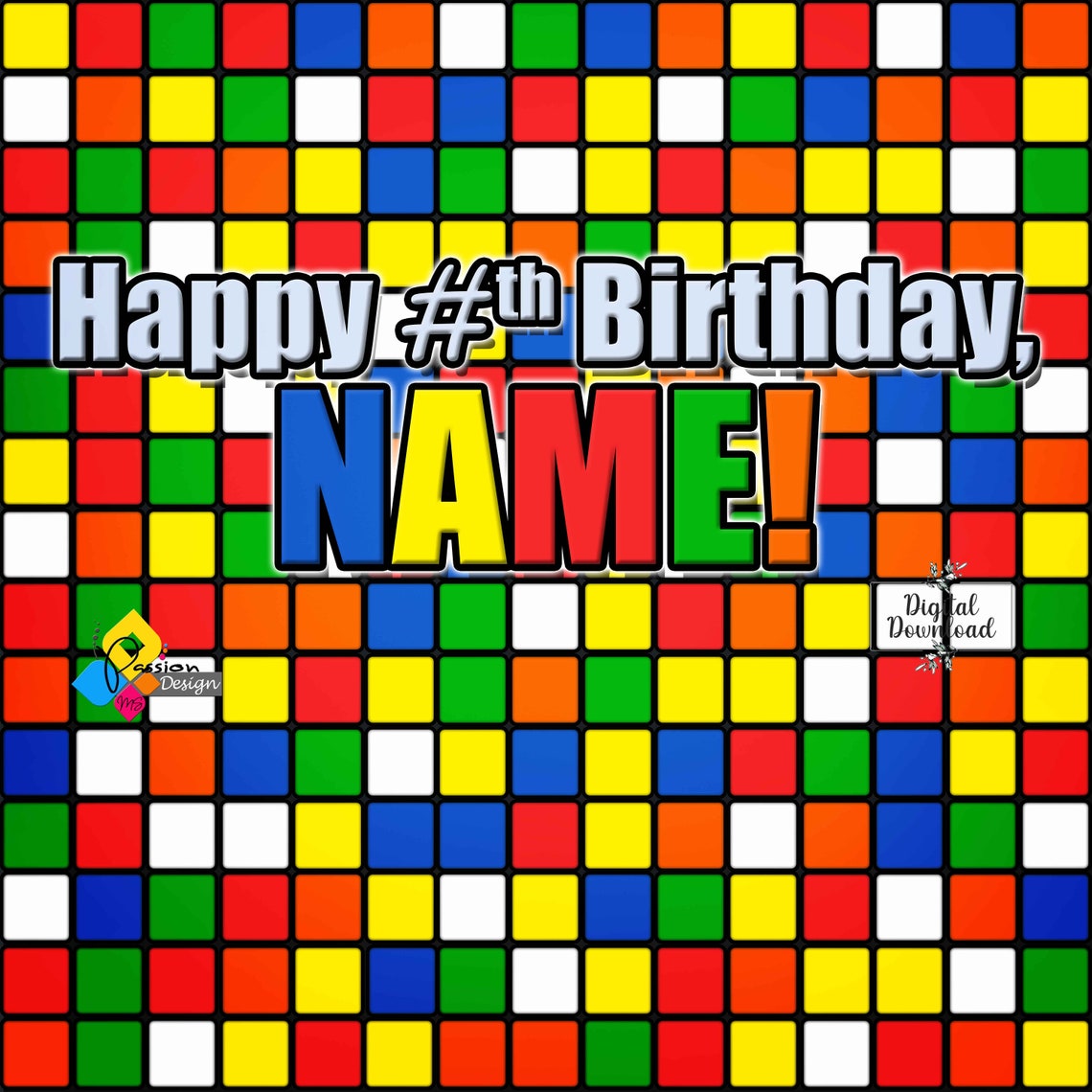 Printable RIBIK'S CUBE Backdrop. Rubik's Cube Birthday - Etsy