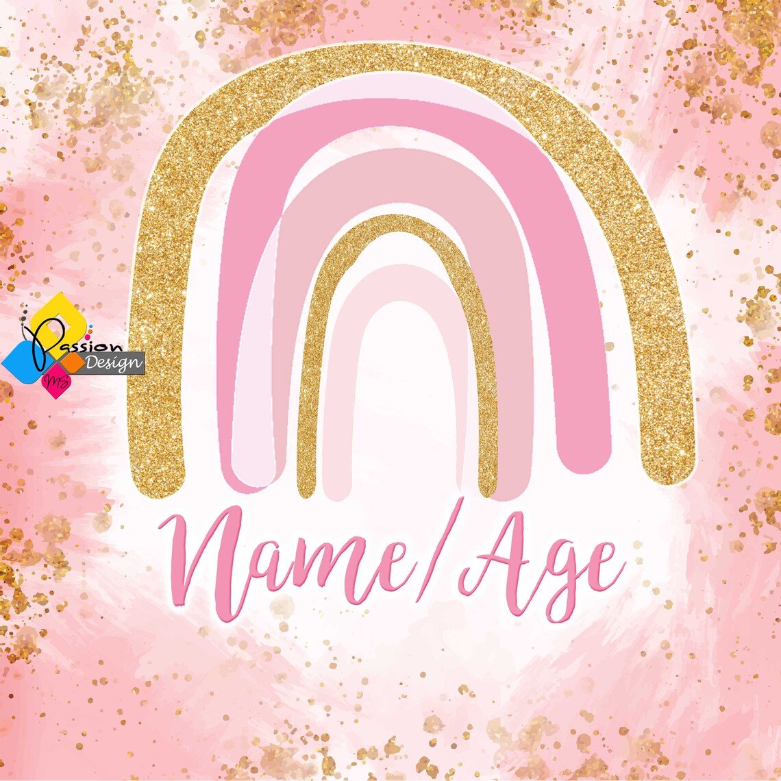 Printable PASTEL COLORS Pink RAINBOW Backdrop. Birthday Party | Etsy