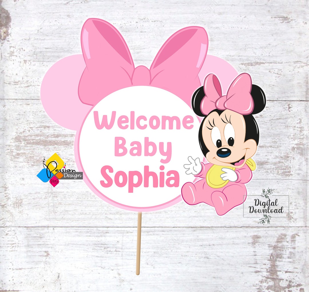 Printable Baby Minnie Mouse Baby Shower Centerpiece. Custom Minnie Name ...