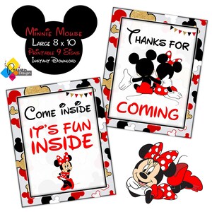 Printable Minnie Mouse 9 Birthday Party Signs. Instant Download Minnie ...