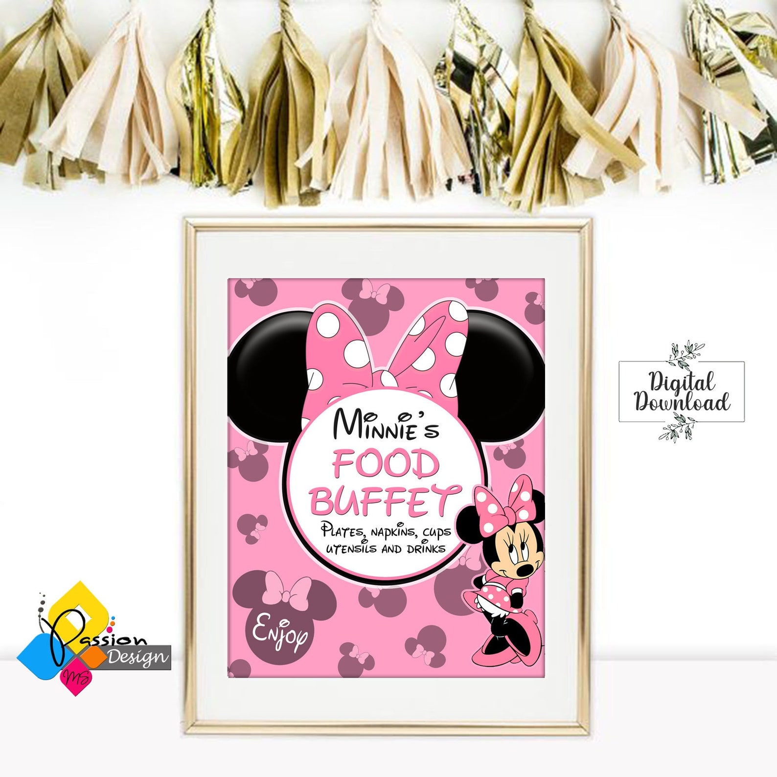 Letrero imprimible del buffet de alimentos MINNIE MOUSE. Minnie Mouse ...