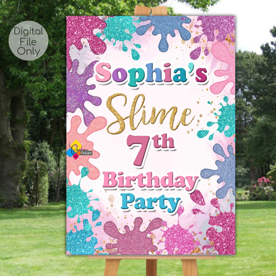 Printable SLIME Birthday Welcome Board. Custom Slime Welcome Sign ...