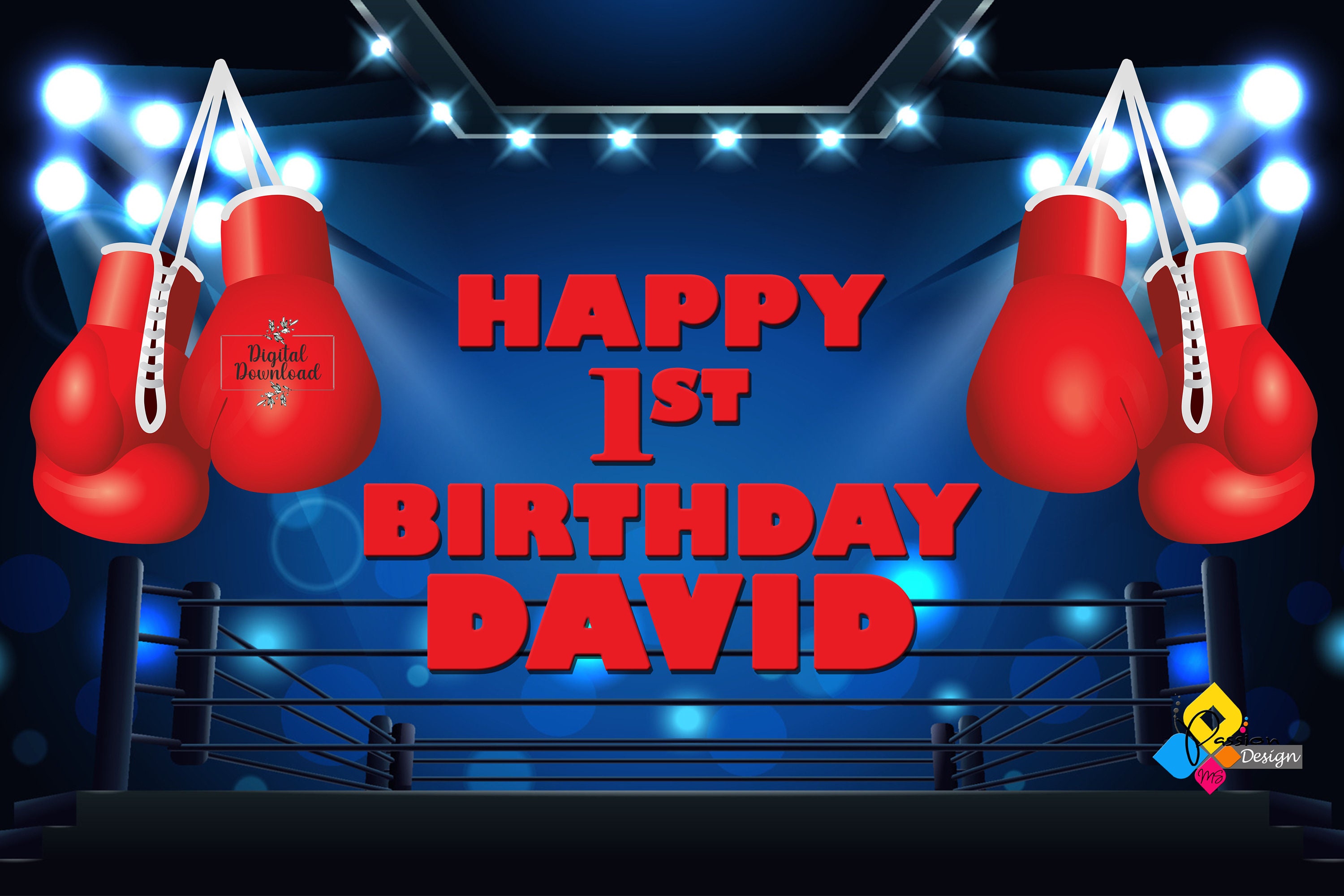 Printable BOXING Theme Backdrop. Boy Birthday Sports Party Decor. 4'x6 ...