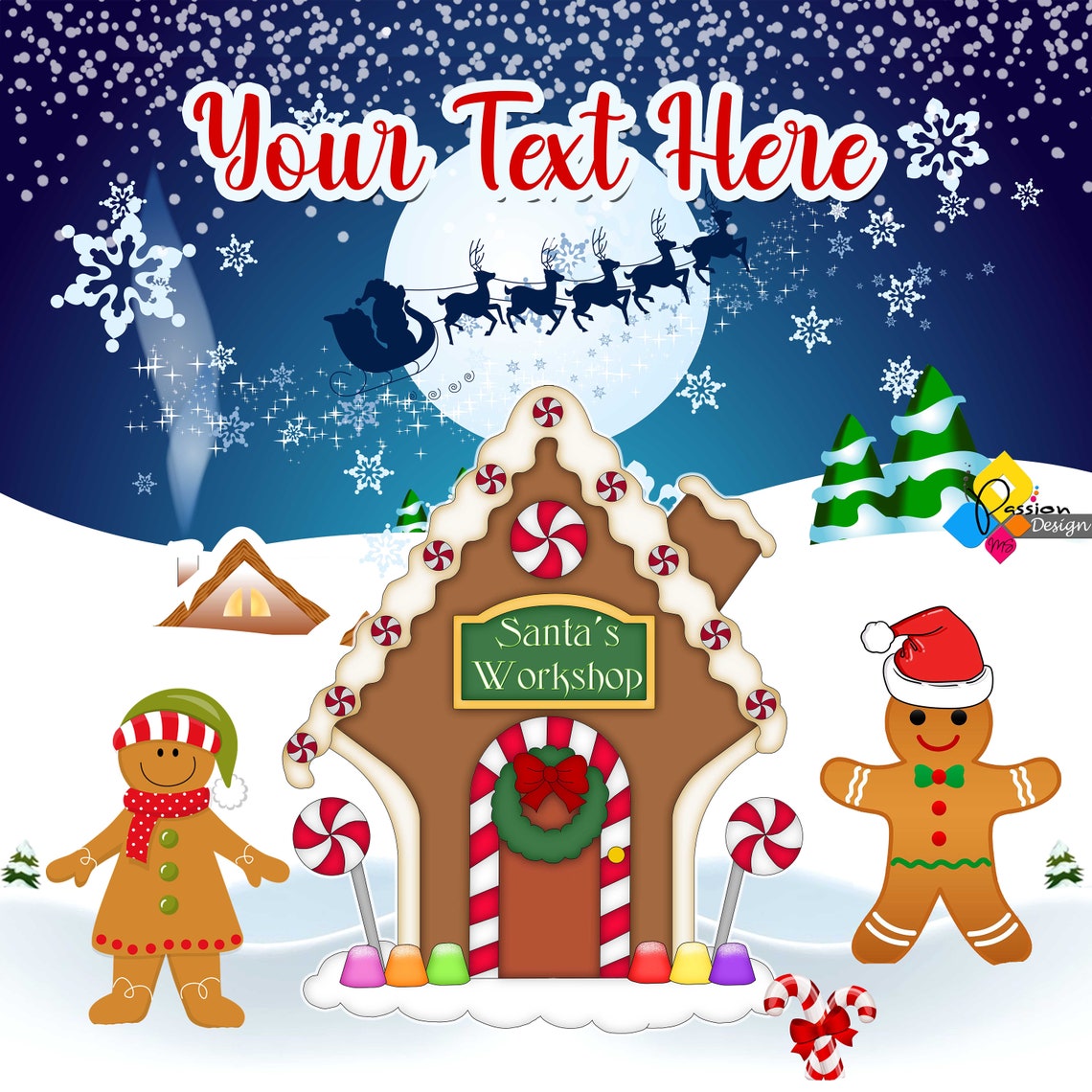 Printable CHRISTMAS Gingerbread House Backdrop. Custom or | Etsy