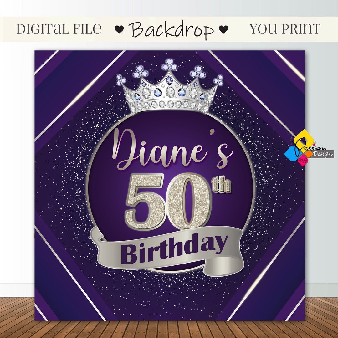 Printable PURPLE and SILVER Queen Backdrop. Purple Luxury Background ...