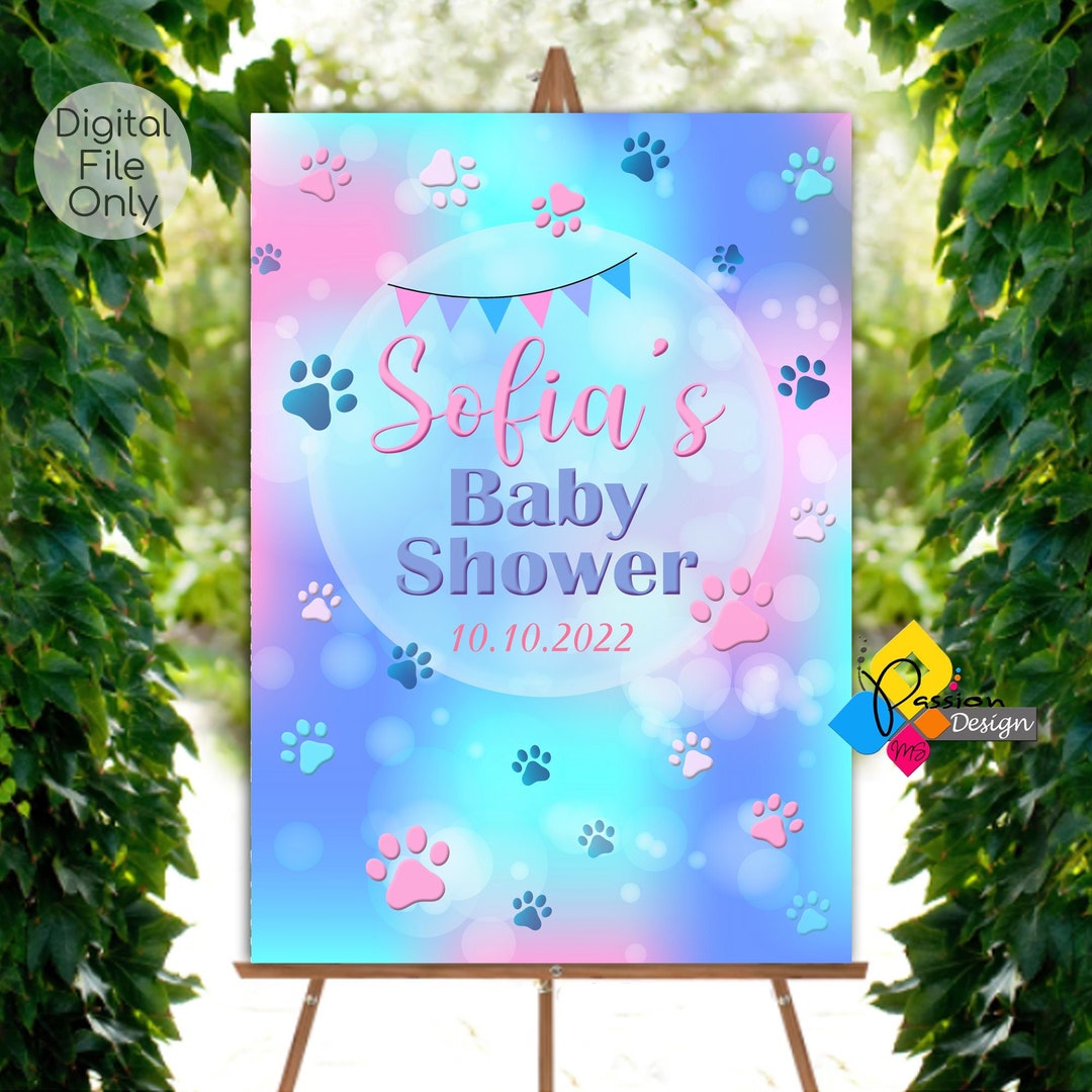Printable PAWS PARTY Welcome Board. PAWS Pink Blue Boy Girl Party Sign ...
