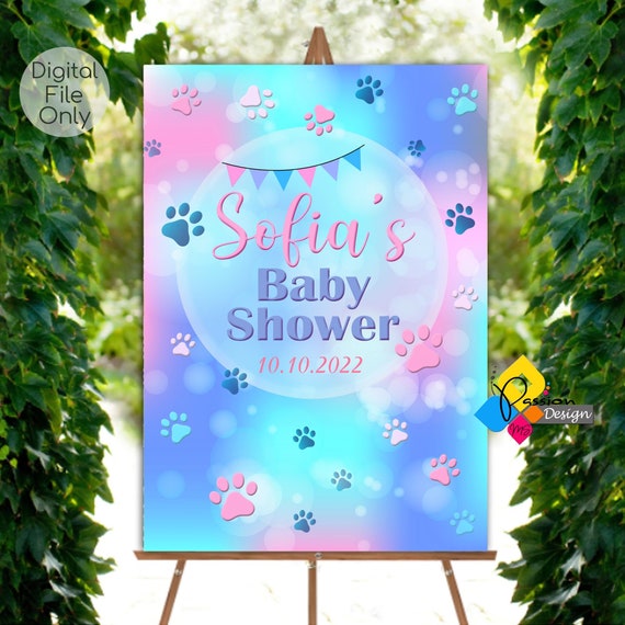 Printable PAWS PARTY Welcome Board. PAWS Pink Blue Boy Girl - Etsy