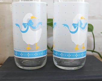 Set of 9 Vintage Libbey Country Goose Duck Glasses in Small, Medium ...