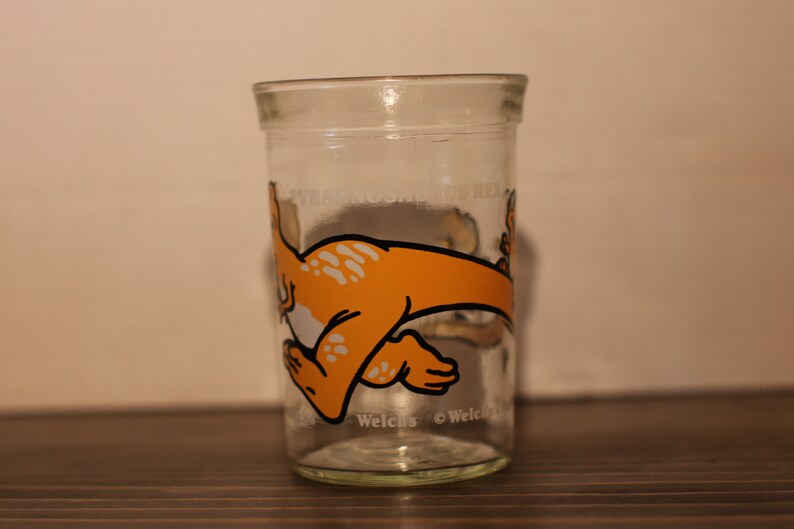Welches Dinosaur Tyrannosaurus Rex Jelly Jar Glass Tumbler 1988 - Etsy