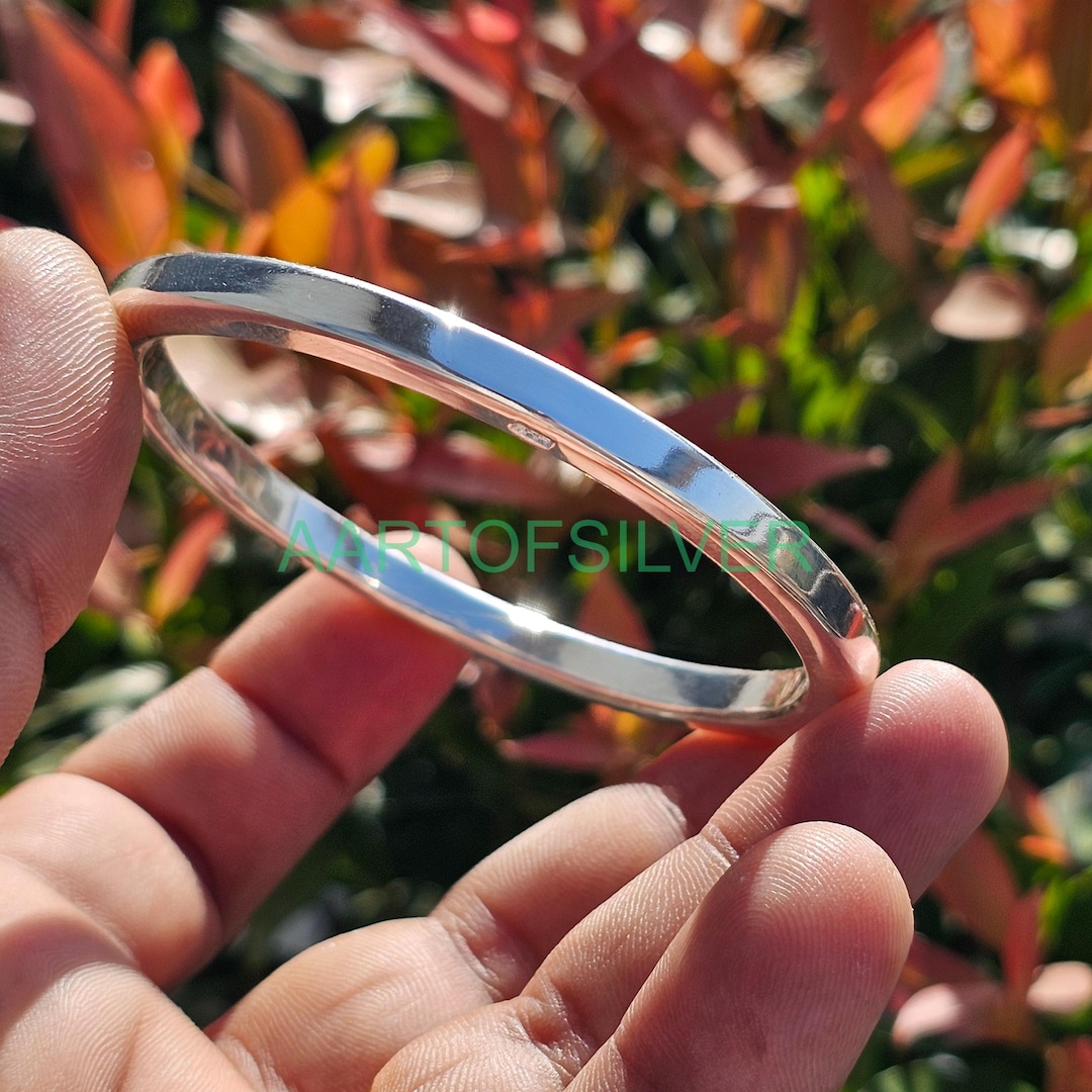 Chunky Sterling Silver Bangle: Heavy Gauge, Stackable Boho Chic Bracelet - Etsy