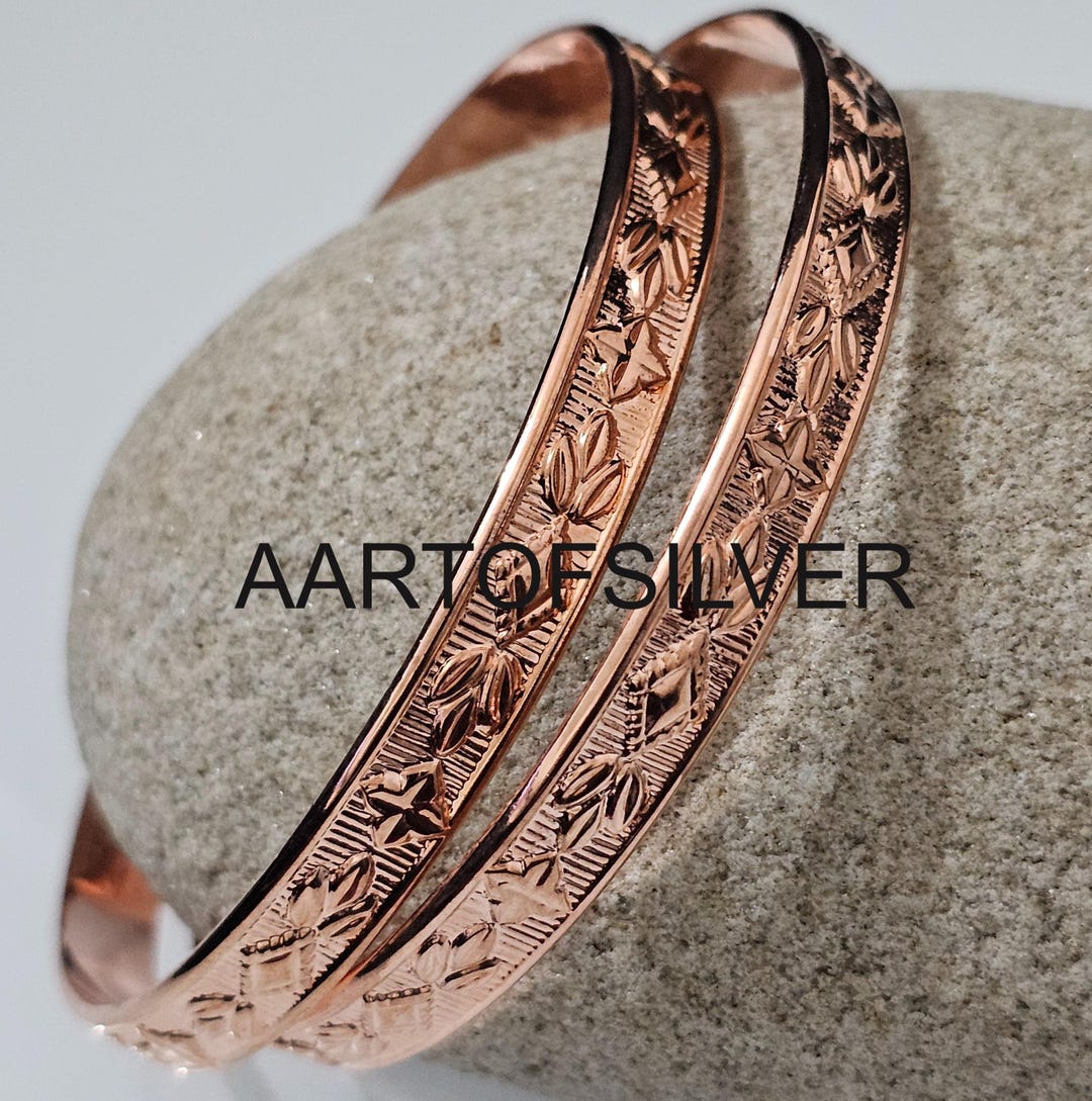 100 % Pure Copper Bangle, Set of 2 Solid Copper Bangle, Set of 2 Pcs ...