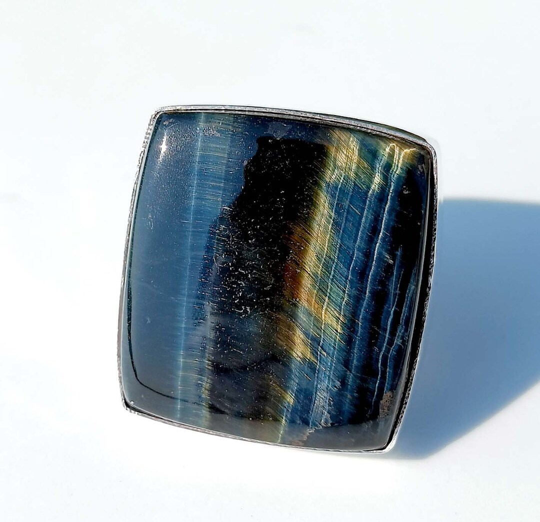 Dark Blue Tiger Eye Ring, Gemstone Ring, 925 Sterling Silver Ring ...