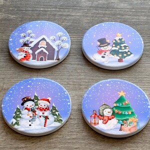 Christmas Holiday Snowman Coaster | Watercolor Design | Ceramic Coaster ...