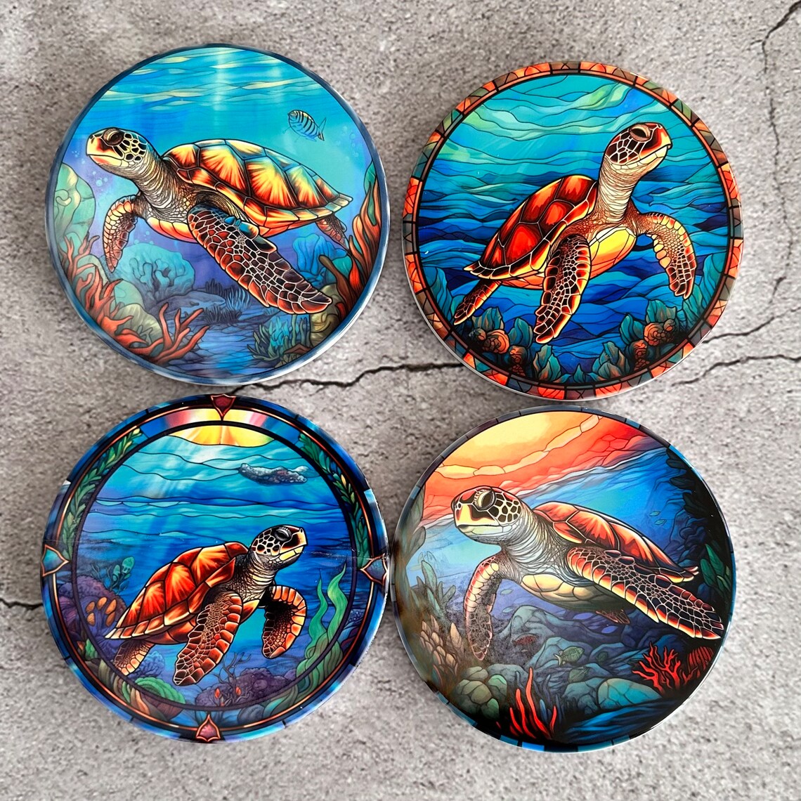 Under the Sea Coaster, Watercolor Design, Home Decor, Ceramic Coaster ...