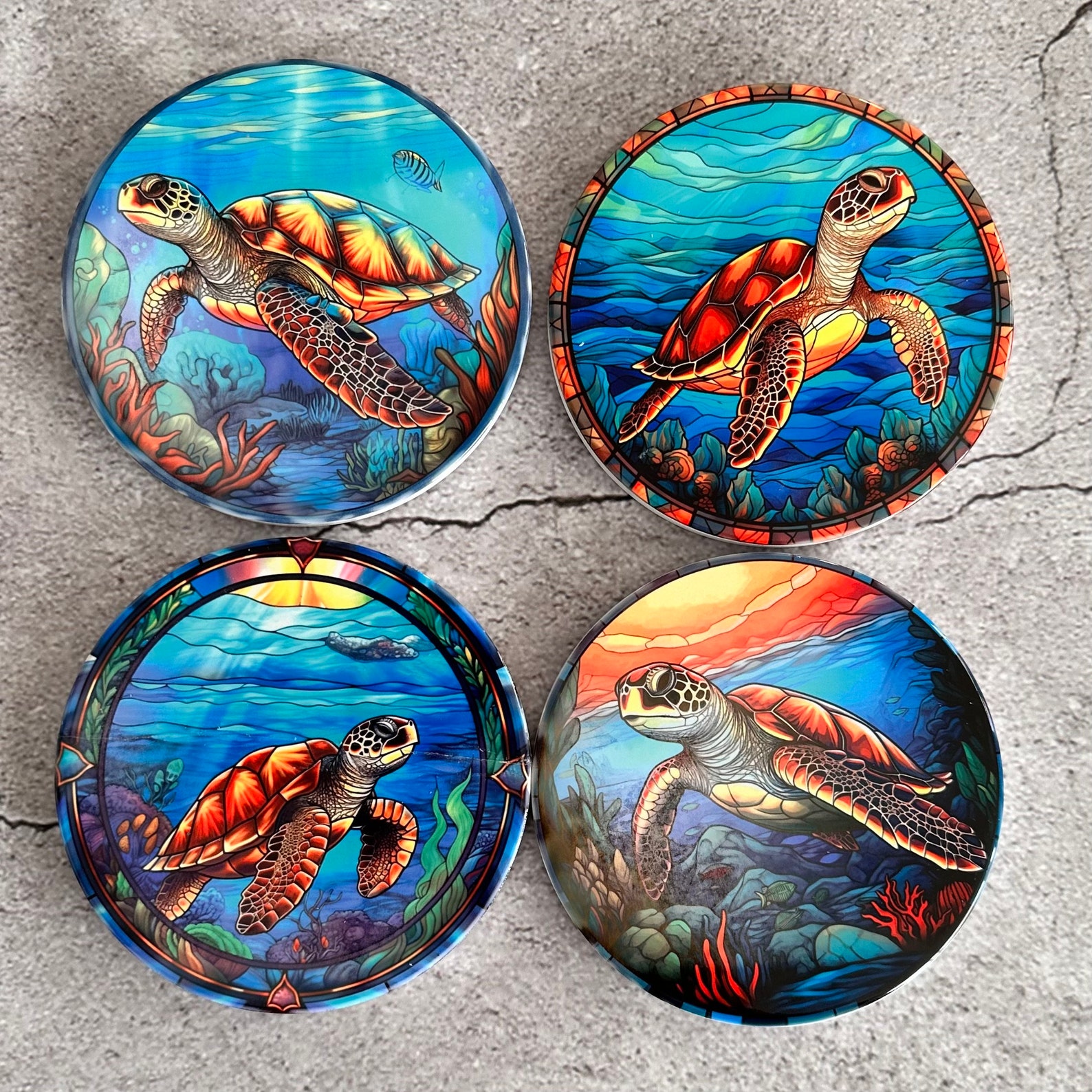 Under the Sea Coaster, Watercolor Design, Home Decor, Ceramic Coaster ...