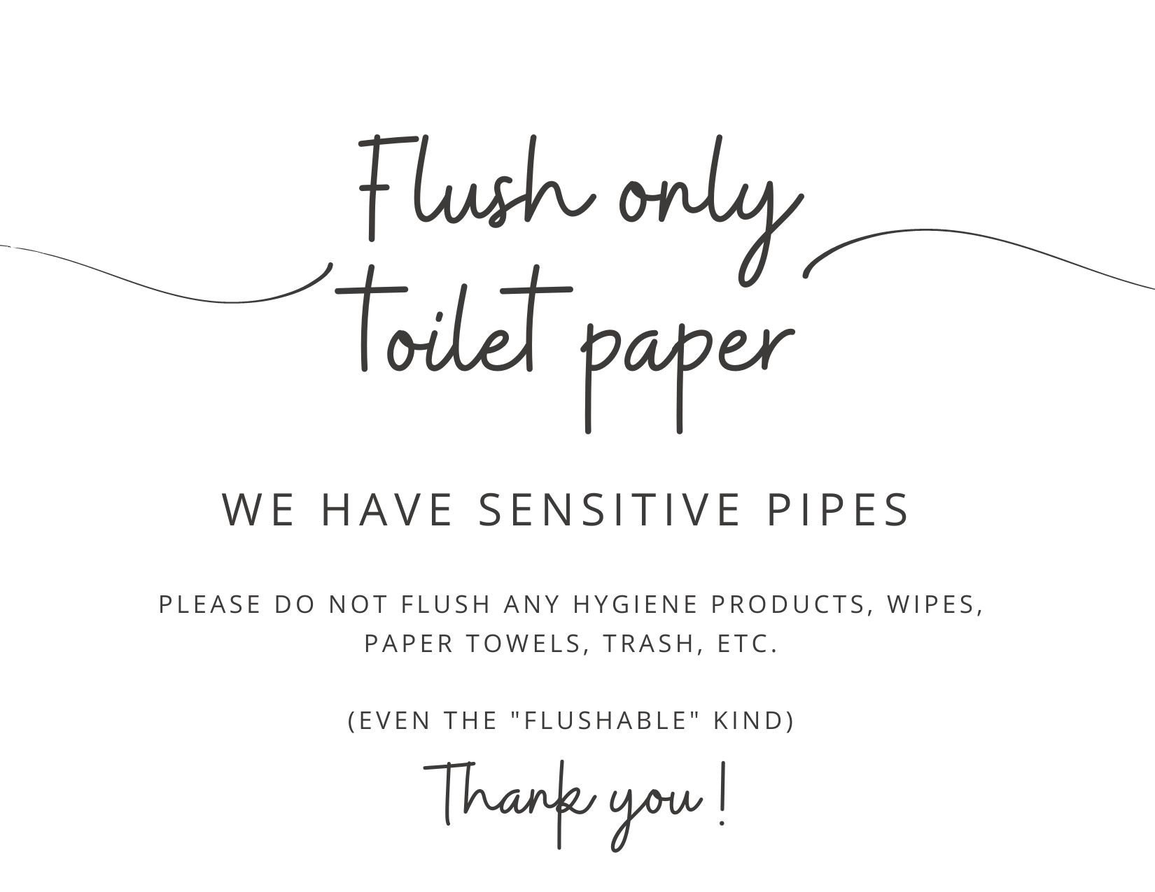 Toilet Sign | Sensitive Plumbing and Pipes | 5x7 Print Out - Etsy