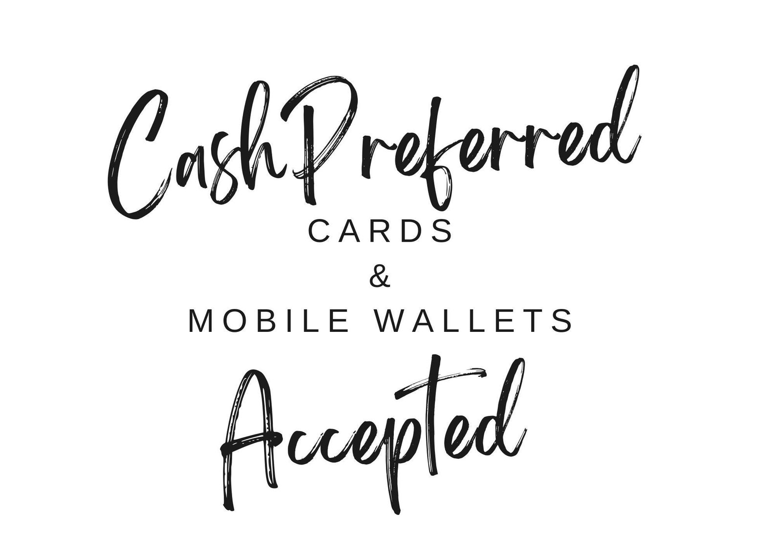 Cash Preferred Sign 7x5 Digital Print Out - Etsy